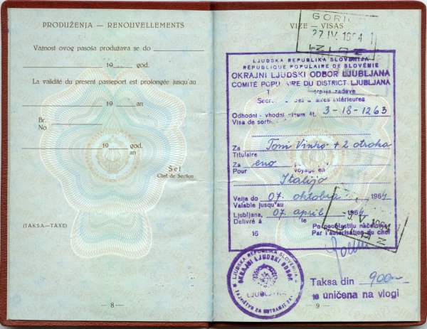 1964 Cerknica – Potni list | Stare slike